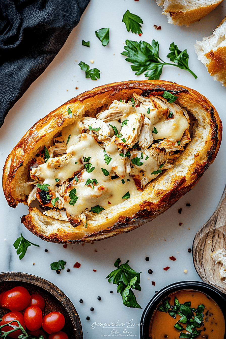 Cheesy Chicken Garlic Bread Sandwich – Dishes Recipe