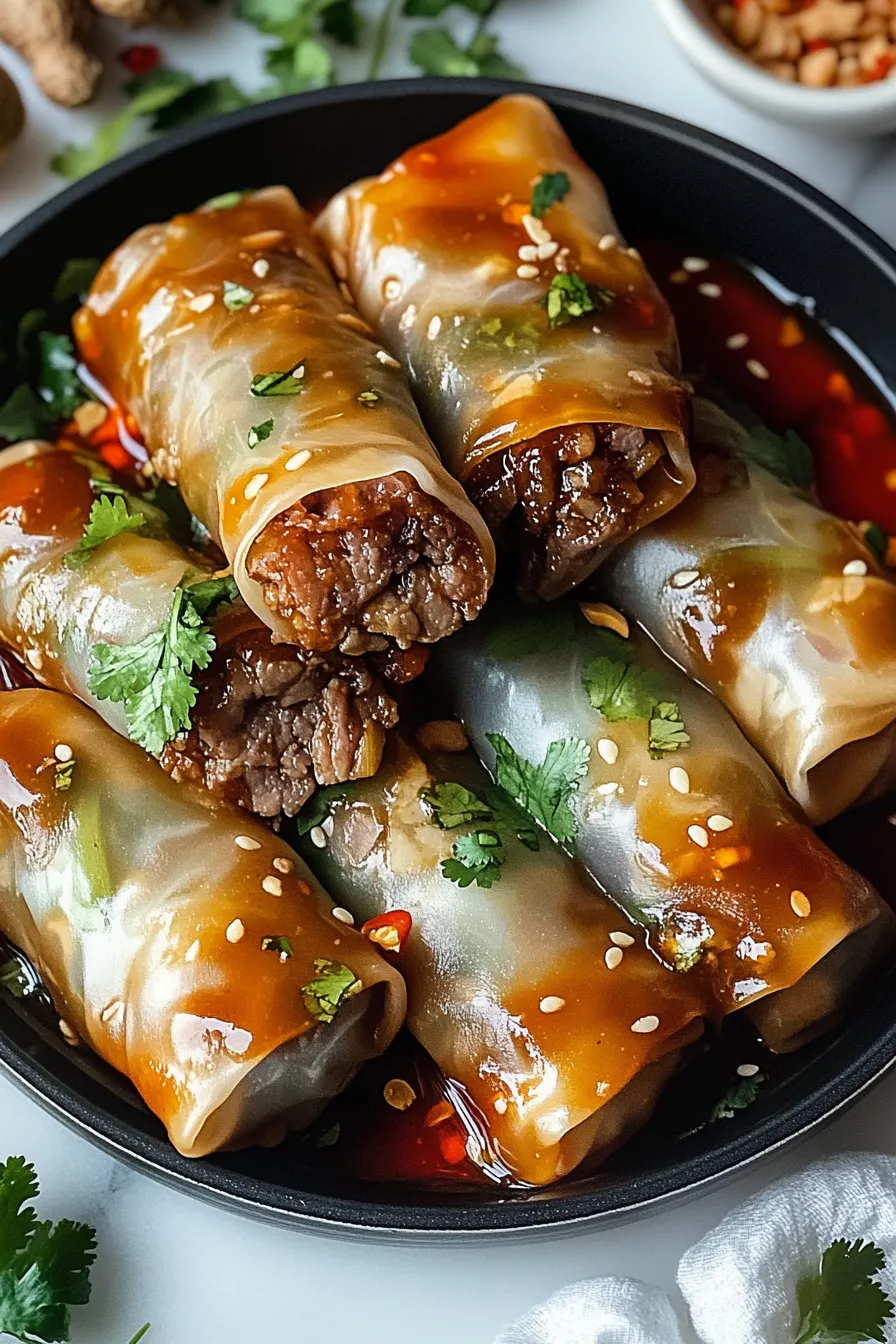 Beef Spring Rolls with Peanut Lime Sauce – Dishes Recipe