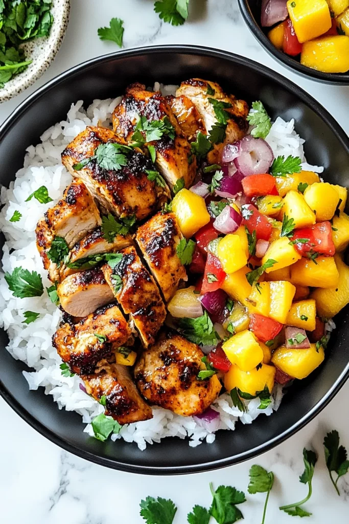 Jerk Chicken Bowls with Mango Salsa and Coconut Rice – Dishes Recipe