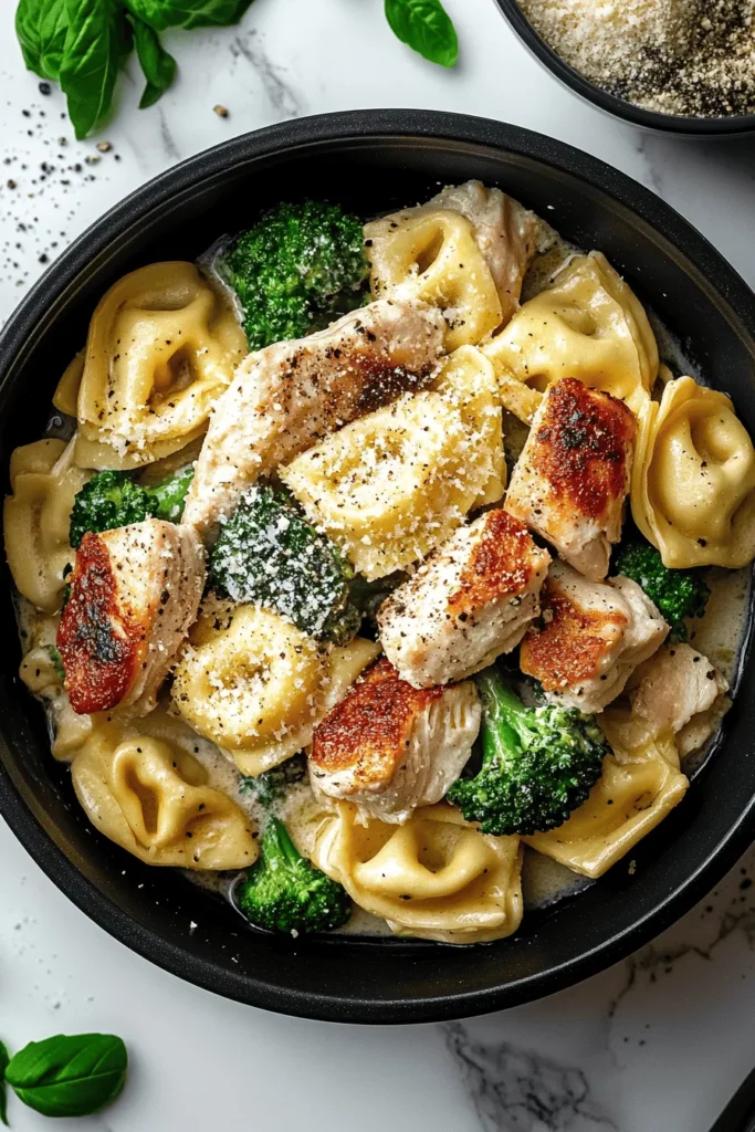 Creamy Garlic Parmesan Tortellini with Chicken & Broccoli – Dishes Recipe