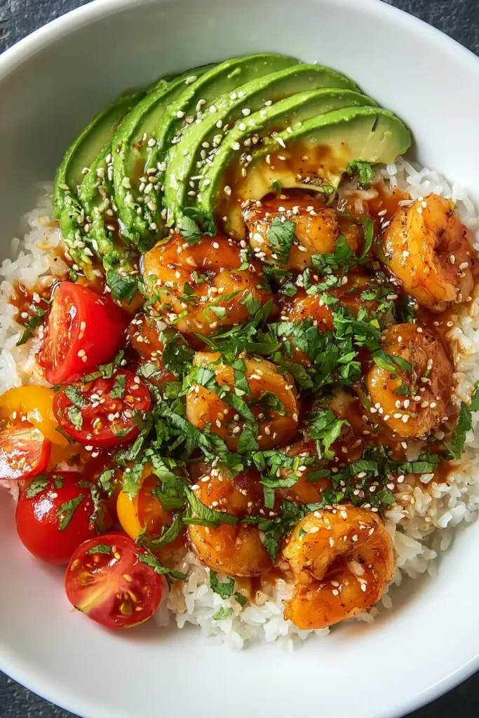 Spicy Shrimp and Avocado Rice Bowl – Dishes Recipe